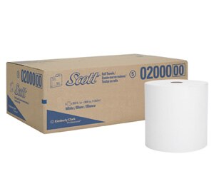02000 8"X950' Scott High Capacity Hard Roll Towels White, 6/case