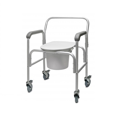 2215B-2 3-in-1 Aluminum Commode With Back Bar and Casters