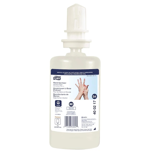 400217 Tork Premium Alcohol Foam Hand Sanitizer, 1000ml, 6/case