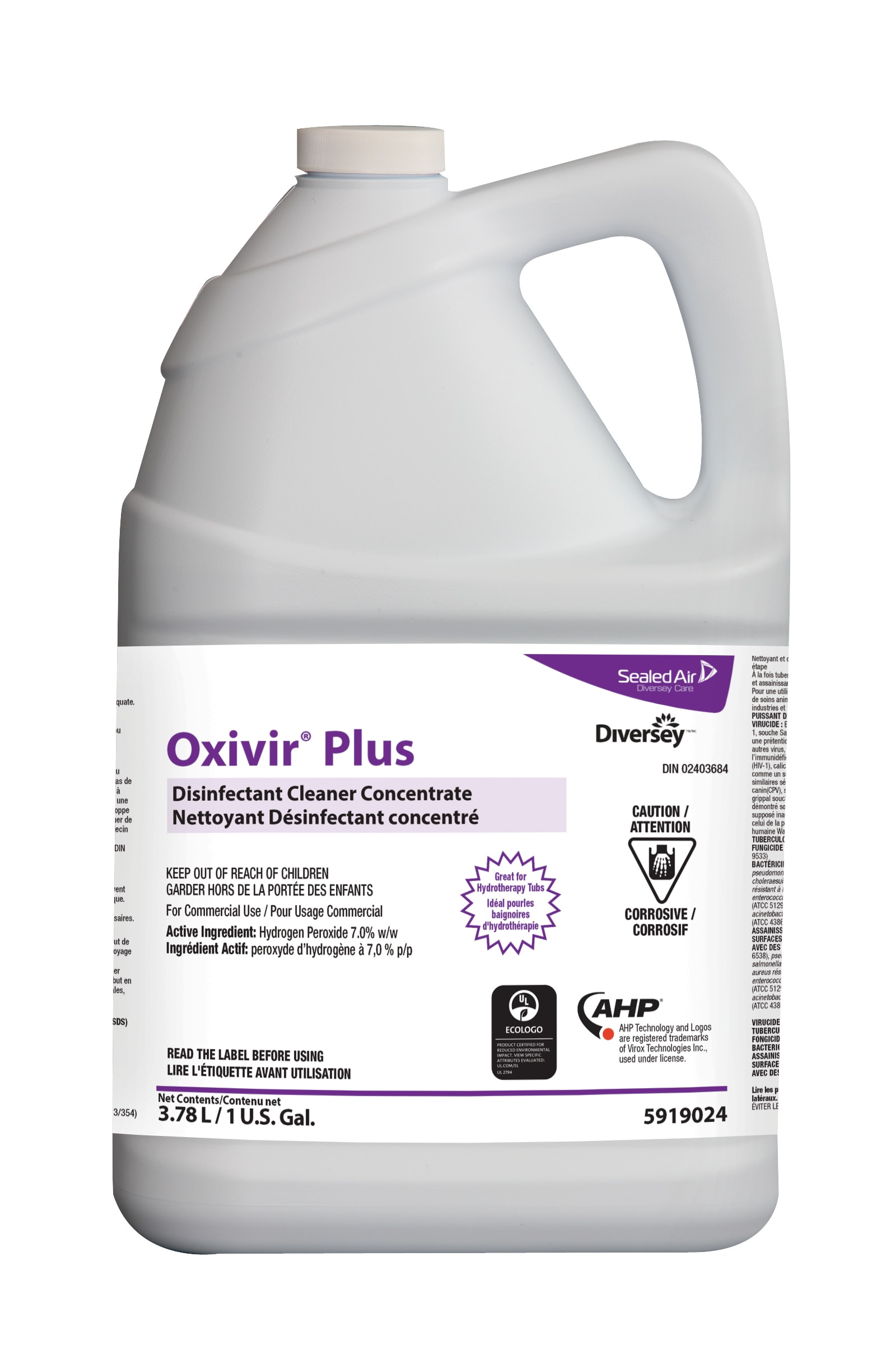 5919024 Oxivir Plus Disinfectant Cleaner Concentrate, 3.78L, 4/case