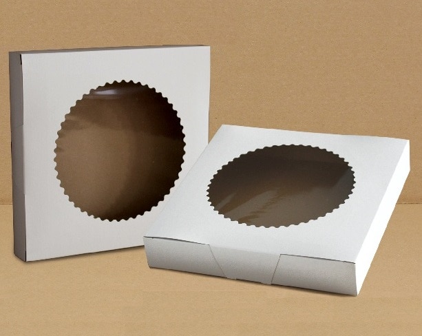 PRE-1006-PIE 10X10X1.75" PRESTO CELLO WINDOW PIE BOXES, WHITE, 250/bundle