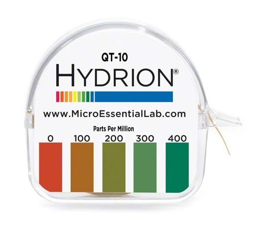 QT-10 Hydrion Quaternary Test Paper, 0-400PPM, 15' rolls, 10/case