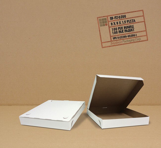 SB-PZ-0200 9x9x1.5" PIZZA BOX, Paperboard, White 100/case